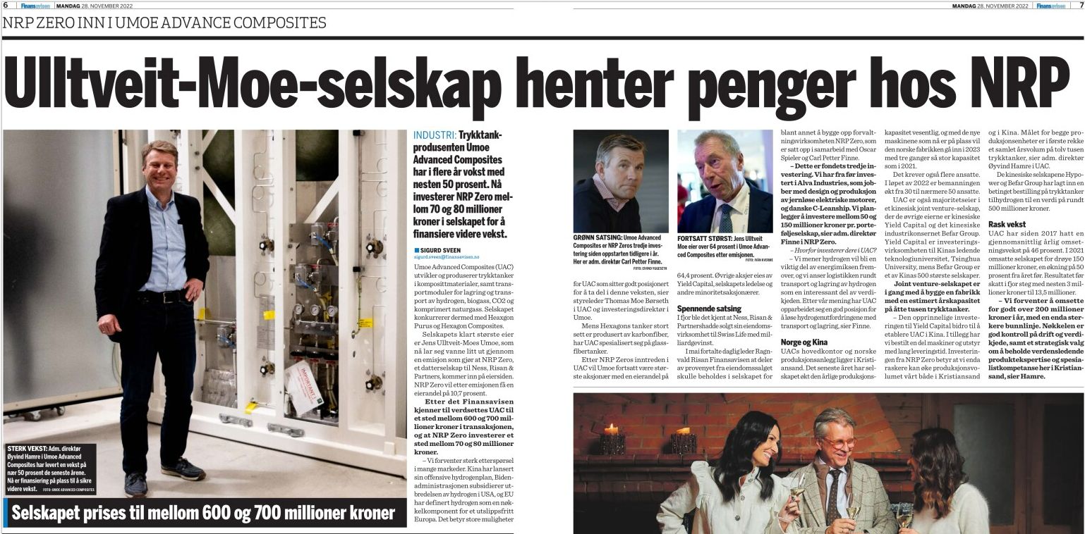 NRP Zero invests in Umoe Advanced Composites AS (UAC) - NRP